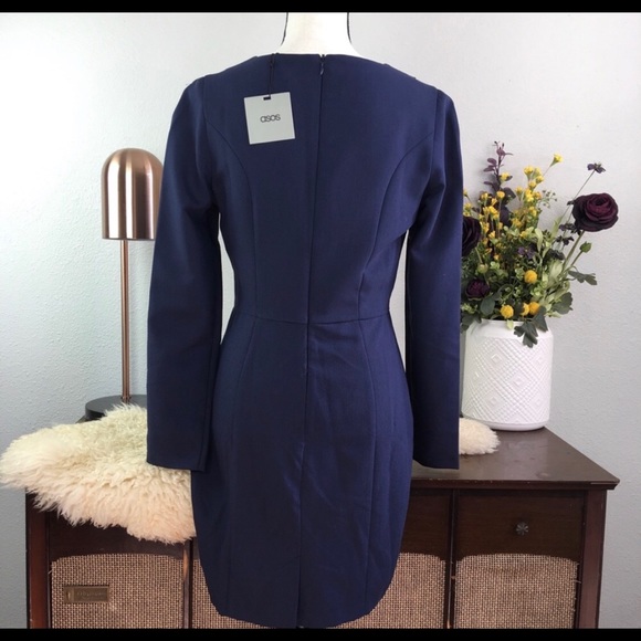 ASOS | Dresses | Nwt Asos Navy Sheath Dress With Gold Hardware | Poshmark